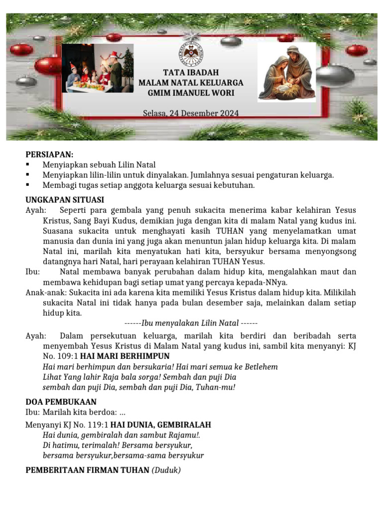 Tata Ibadah Malam Natal Jemaat keluarga(2) | PDF