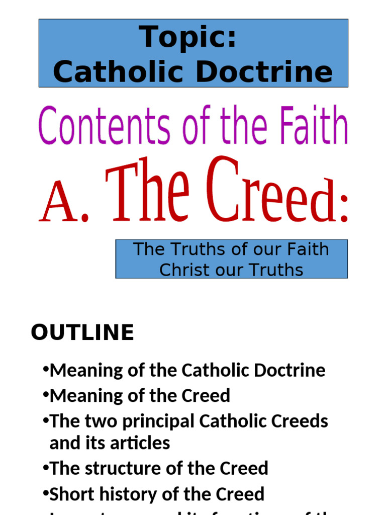 LESSON 2 - RE 1 THE CATHOLIC DOCTRINE | PDF | Creed | God The Father