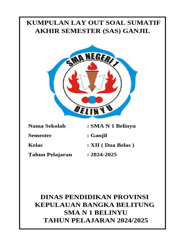 Layout Soal Semester Ganjil SMA N 1 Belinyu | PDF