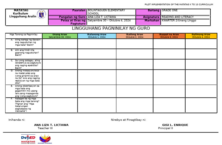 Reflections Template | PDF