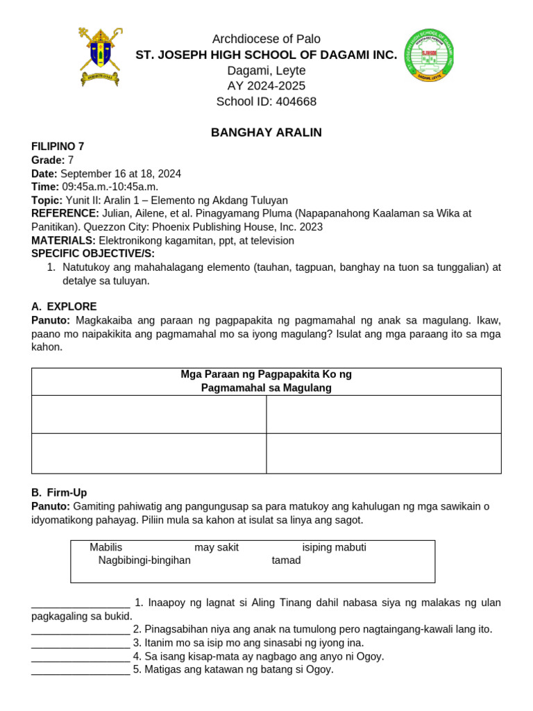 Lesson Plan FIL7 Q2 | PDF