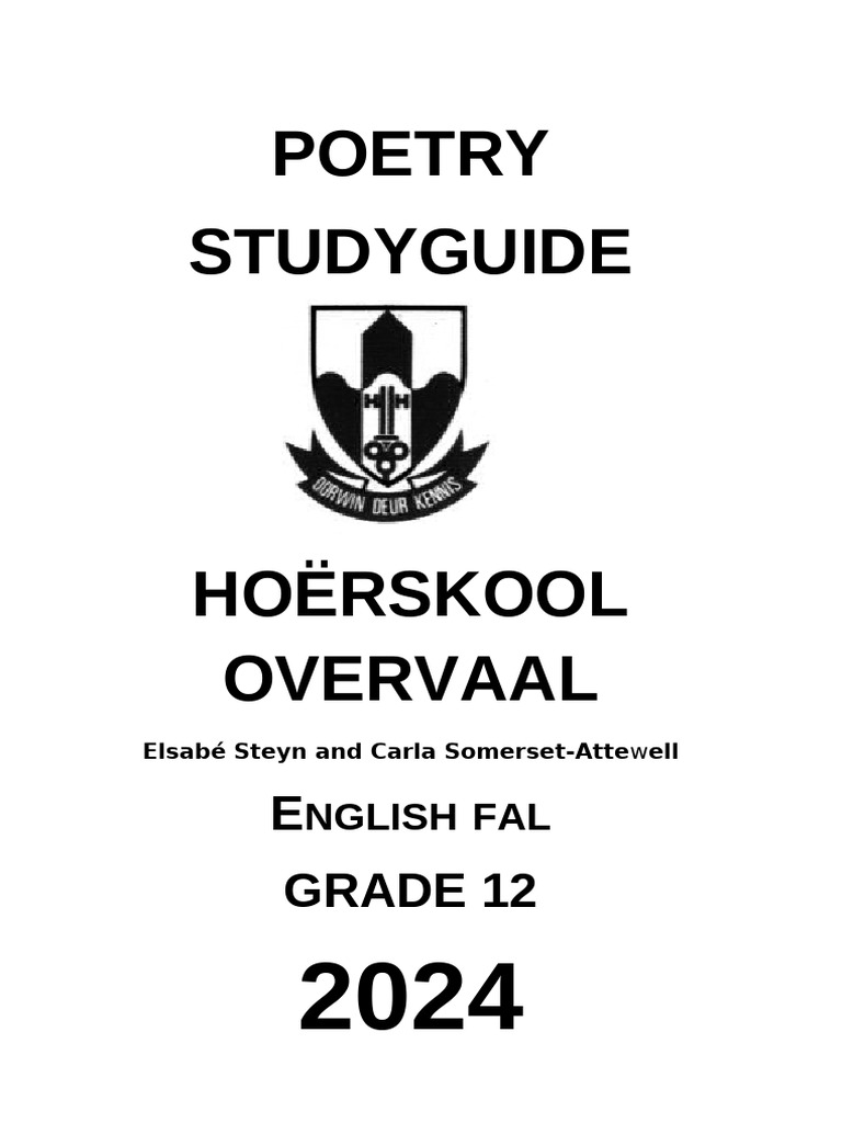 Grade 12 English Poetry Study Guide | PDF | Poetry | Rhyme