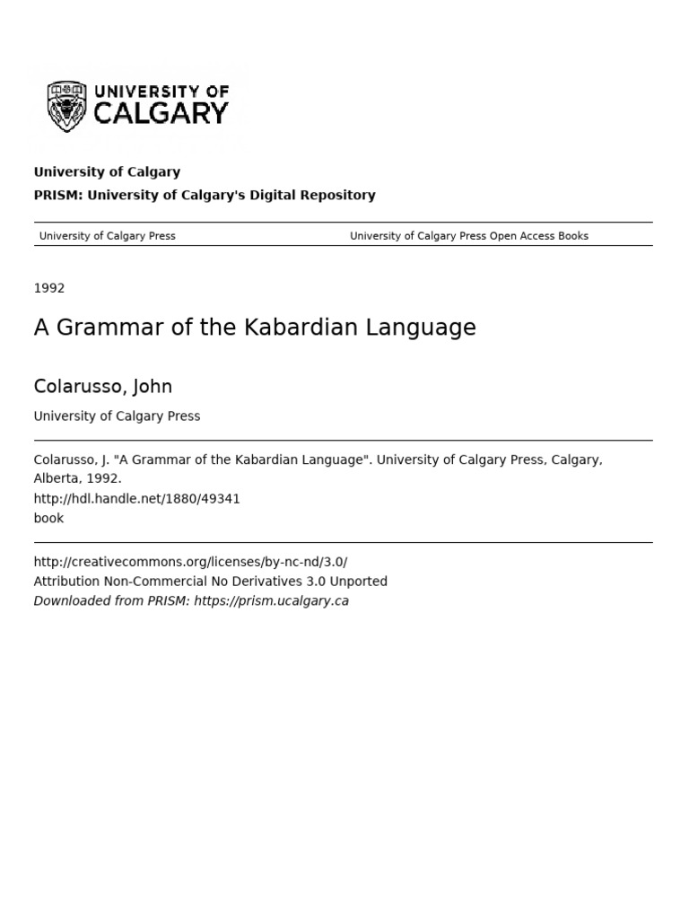 000001 a Grammar of the Kabardian Language, 47, 56, 77 | PDF | Syllable ...