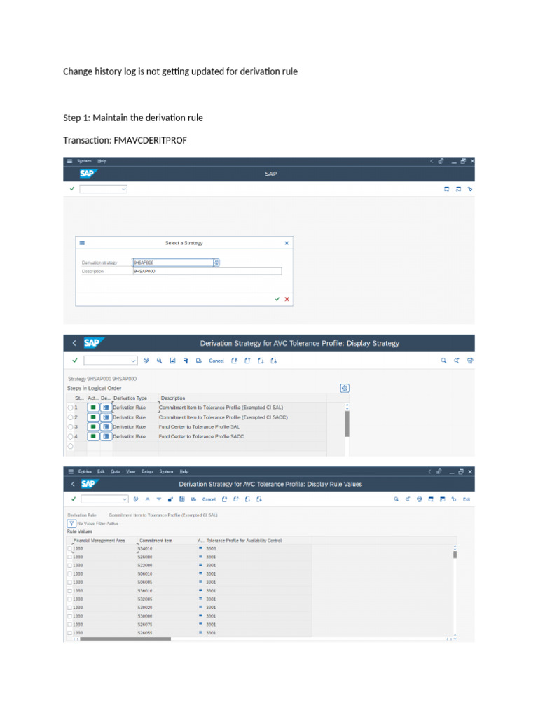 SAP - Tolerance Derivation Table Log History | PDF