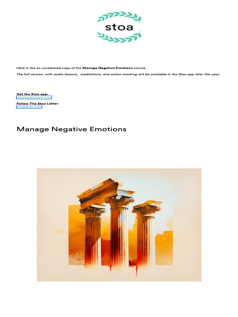 Manage Negative Emotions with Stoicism | PDF | Stoicism | Anger