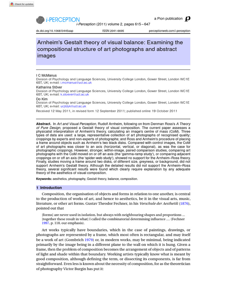Mcmanus Et Al 2011 Arnheim S Gestalt Theory of Visual Balance Examining ...
