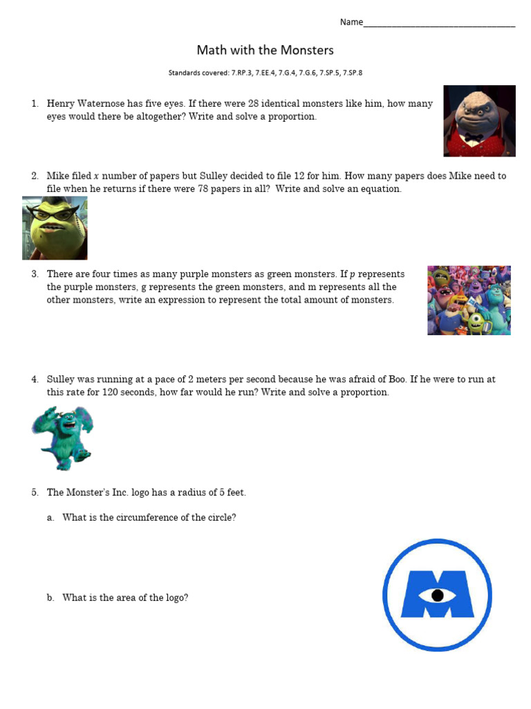 Math Problems with Monsters | PDF | Fahrenheit | Cuisine