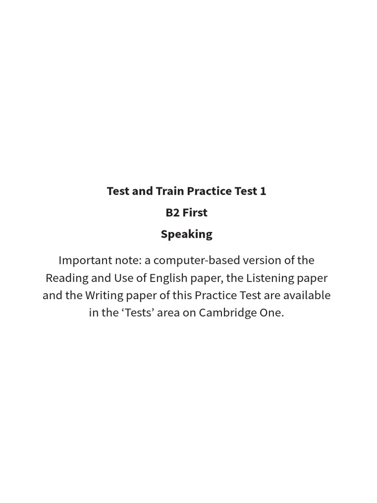 B2 First Speaking Test Guide | PDF
