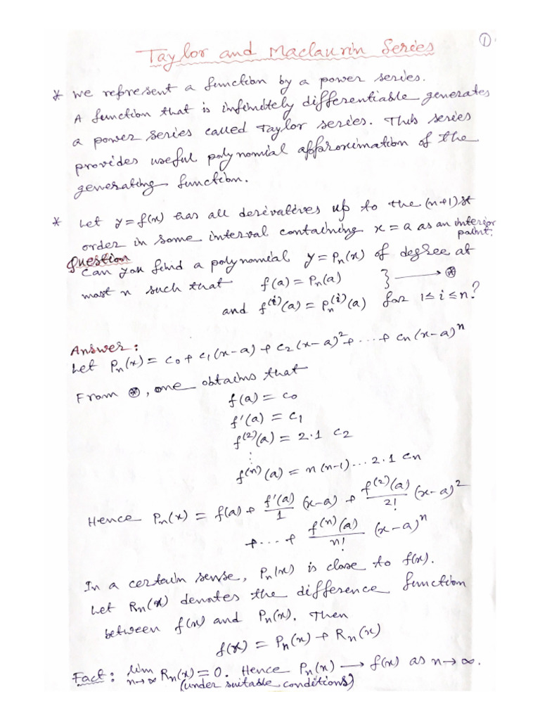 2. Taylor Series of Functions of Single Variables | PDF