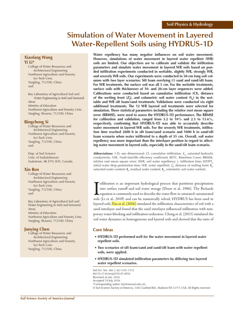 Water Movement in Water-Repellent Soils | PDF | Soil | Applied And ...