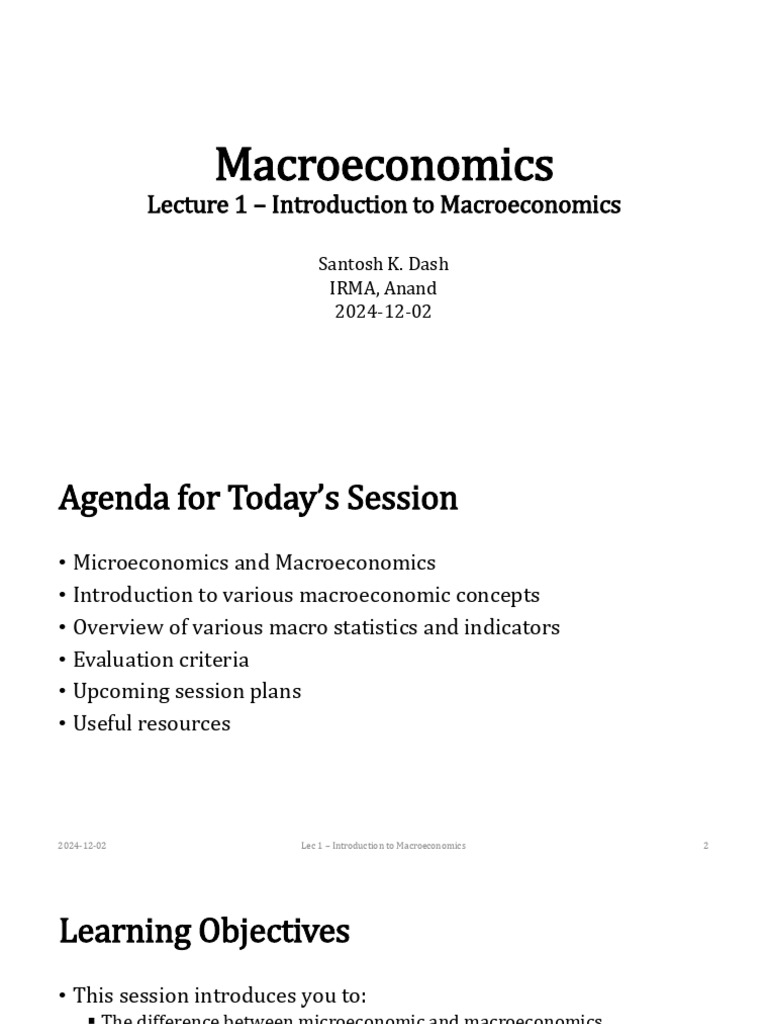 Lec1-Introduction To Macroeconomics | PDF | Cost Of Living | Macroeconomics