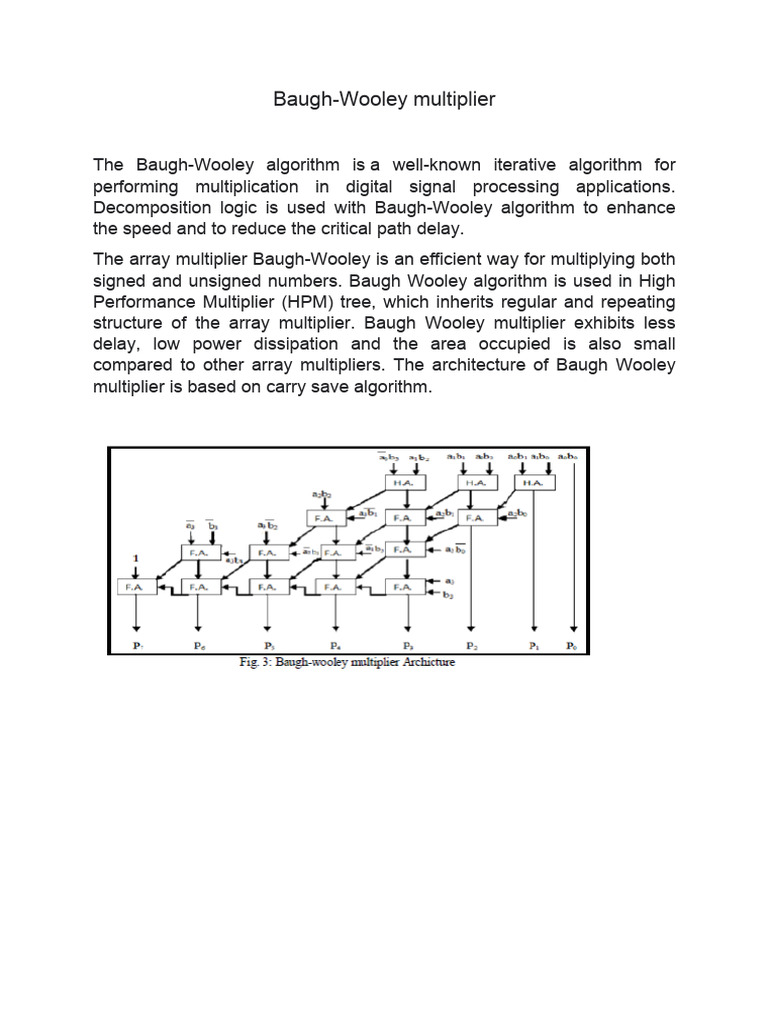 VLSI - Baugh Wooley Multiplier Description | PDF