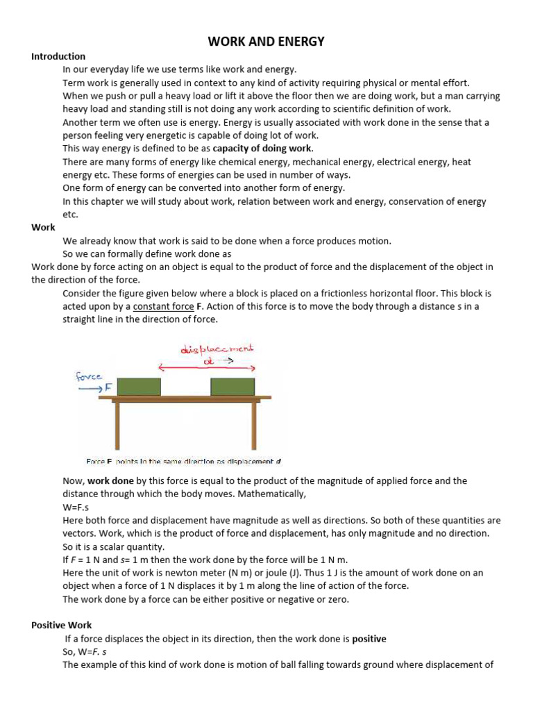 WORK AND ENERGY IX (1) | PDF | Force | Potential Energy