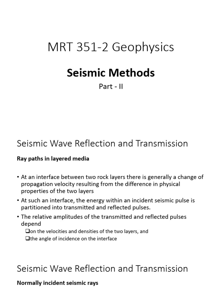 05) Applied Geophysics - Seismic II | PDF | Seismology | Reflection Seismology