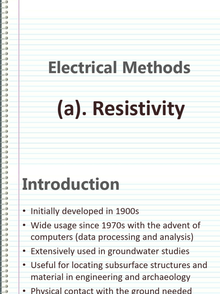 02) Applied Geophysics - Resistivity | PDF | Porosity | Electrical ...
