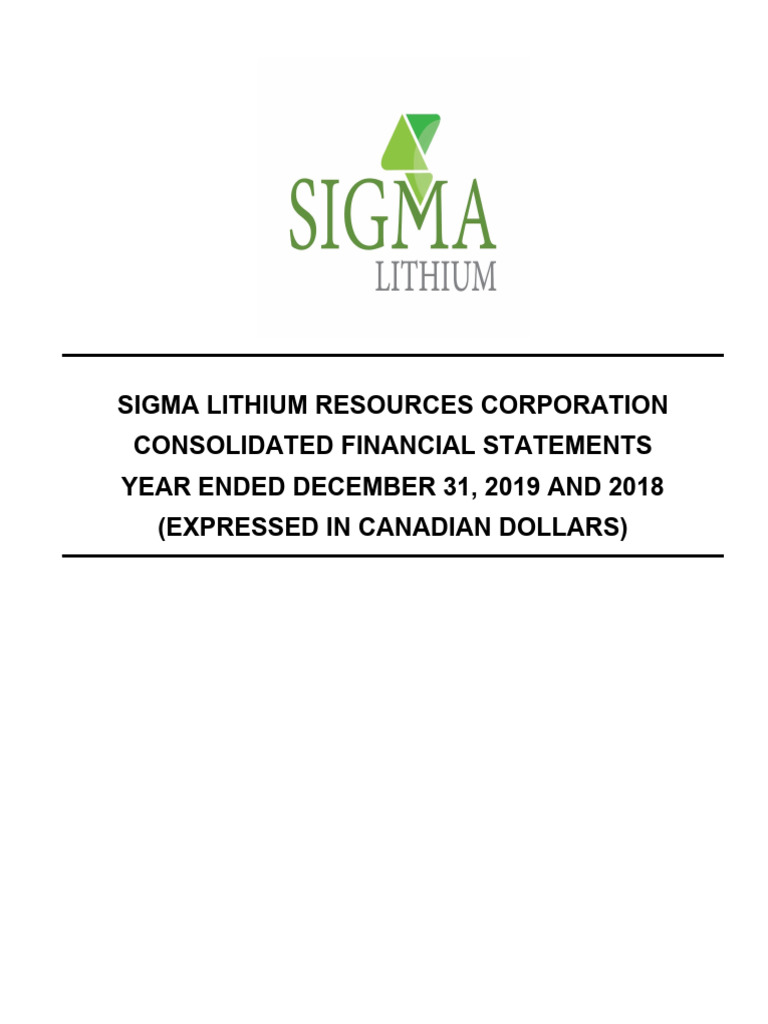 Sigma Lithium Financial Report | PDF | Going Concern | Audit