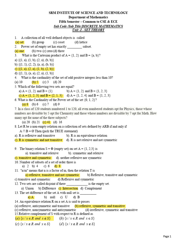 Unit -1 MCQ & QB With answer | PDF | Function (Mathematics) | Mathematical Analysis
