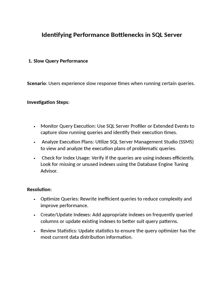 Identifying Performance Bottlenecks in SQL Server | PDF | Microsoft Sql Server | Database Index