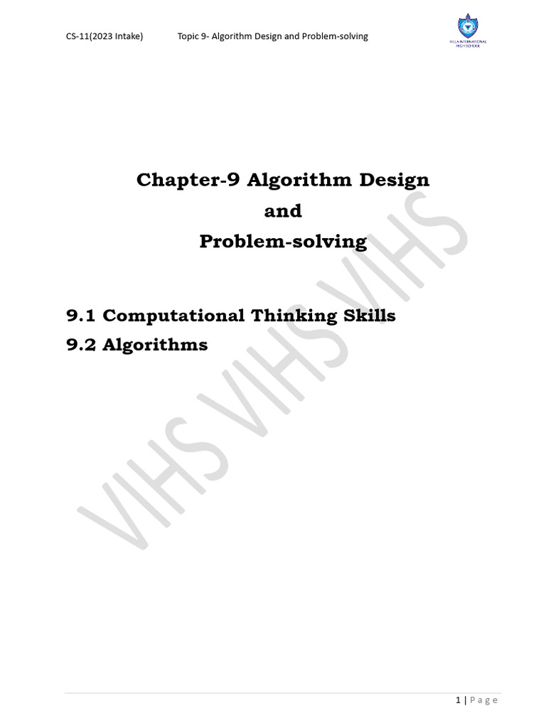 chapter-9 Algorithm Design and Problem-solving.docx | PDF | Control Flow | Iteration