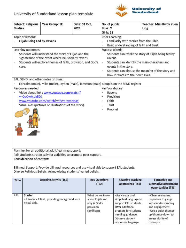 Year 3 Religious Studies: Elijah Lesson Plan | PDF | Lesson Plan | Learning