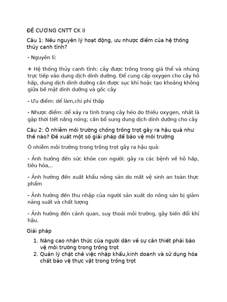 Đề Cương CNTT CK Ii | PDF