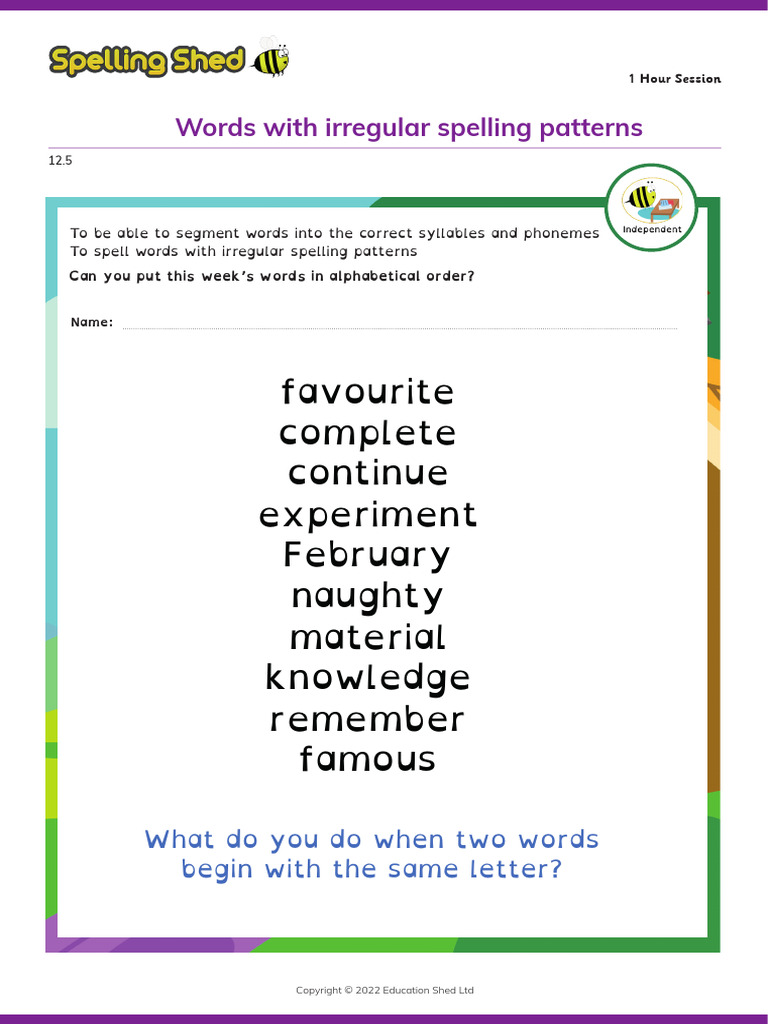 Stage 4 Lesson 12 Challenge Words - Worksheets | PDF | Word | Phonetics