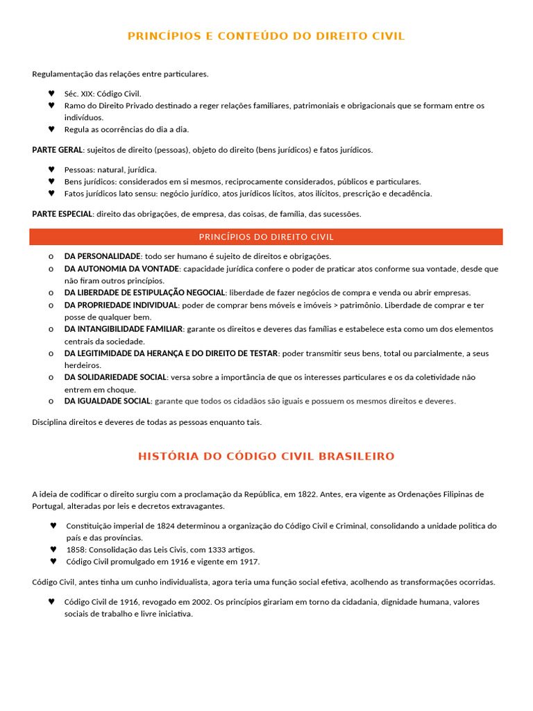 Princípios do Direito Civil Brasileiro | PDF | Lei Civil (Lei Comum ...