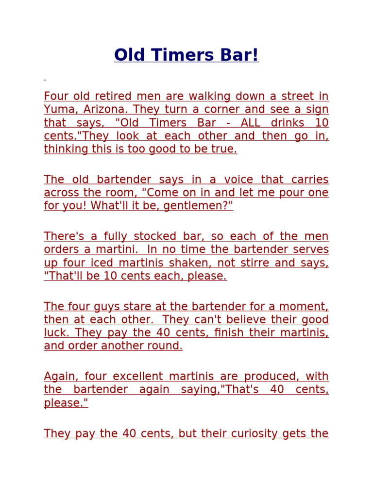 Old Timers Bar | PDF