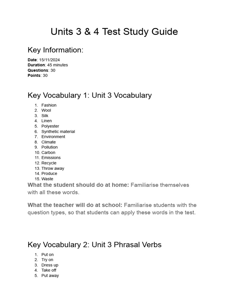 Unit 3 & 4 Test Study Guide | PDF | Waste | Recycling