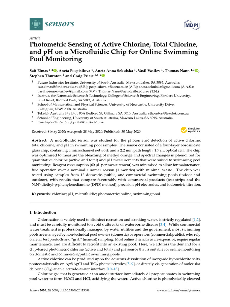 Sensors | PDF | Chlorine | Ph