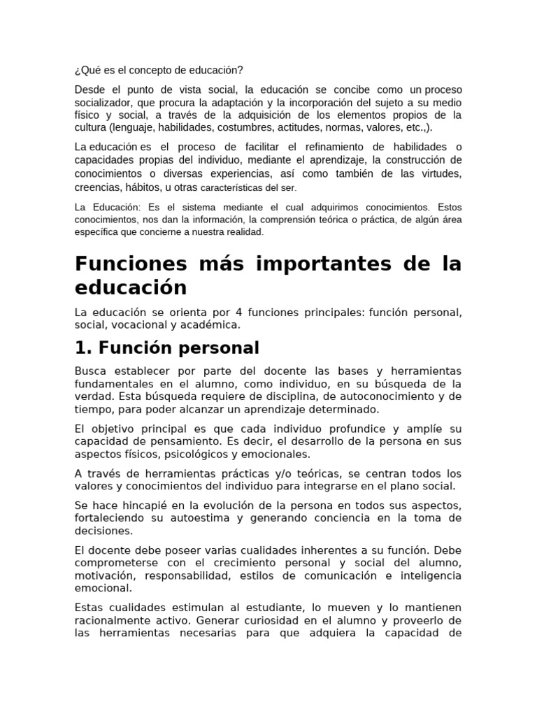 Qué Es El Concepto de Educación | PDF | Escuelas | Enseñando