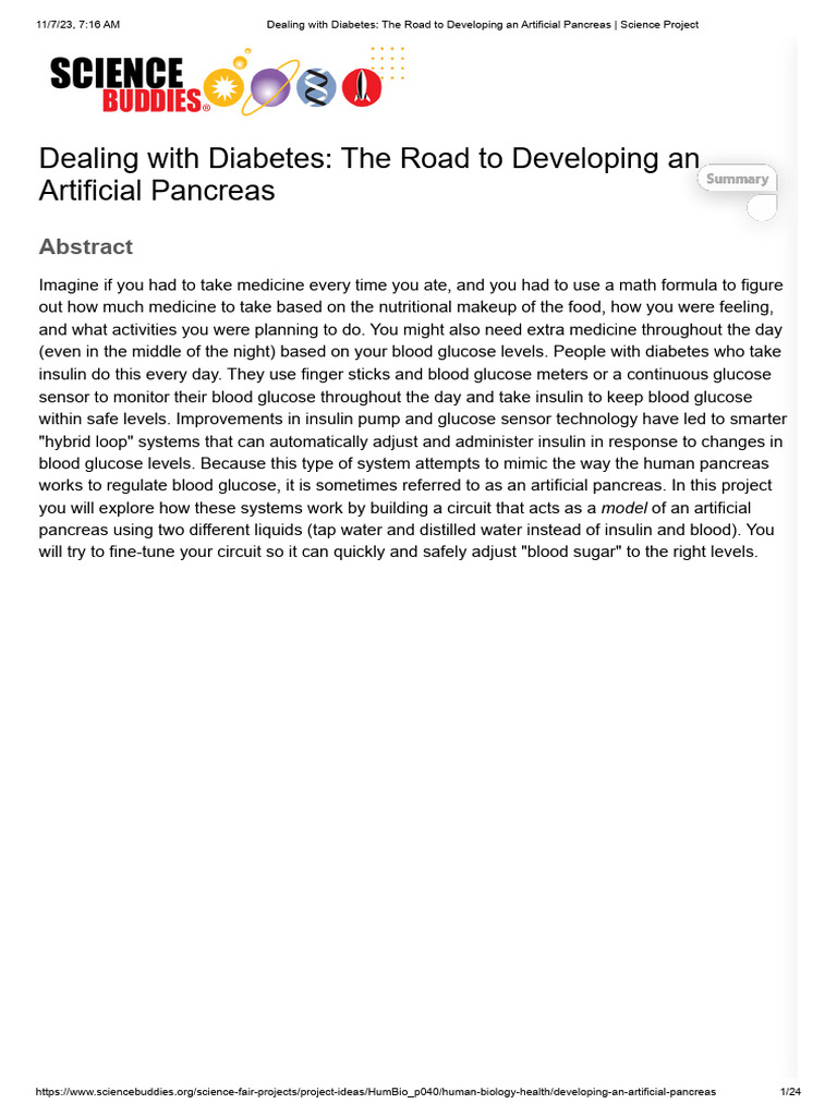 Dealing With Diabetes - The Road To Developing An Artificial Pancreas ...