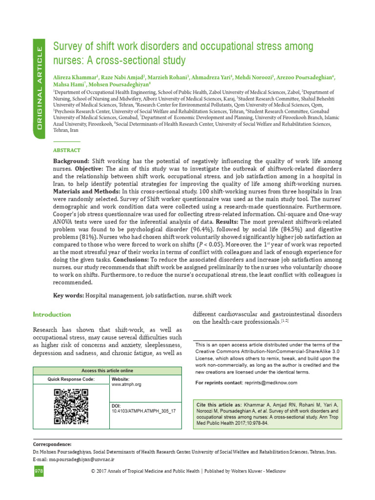 Survey_of_shift_work_disorders_and_occup | PDF | Nursing | Shift Work