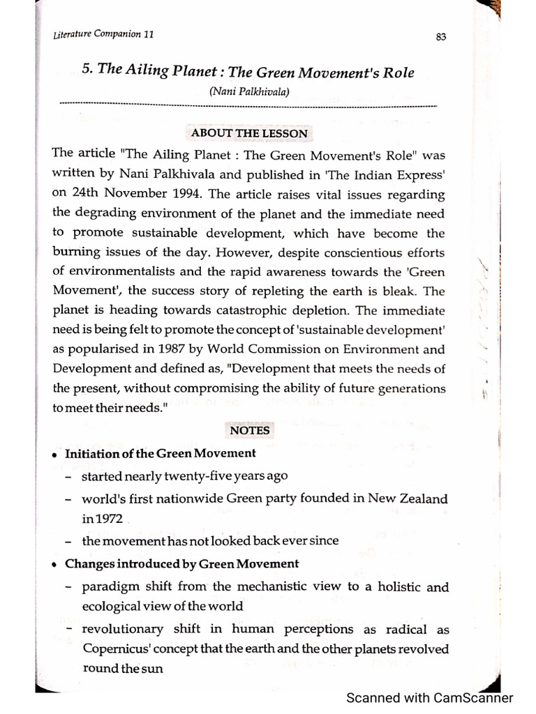 XI Ailing Planet Notes | PDF