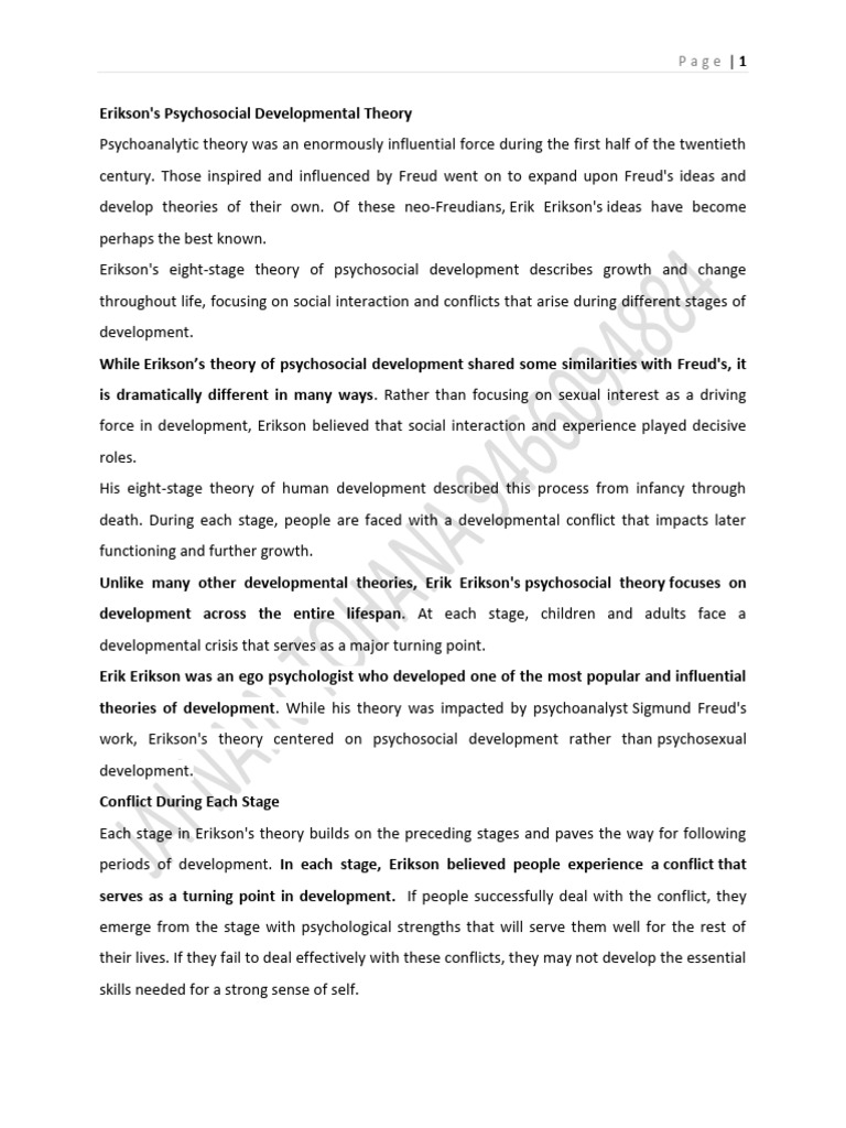 Erikson Psychosocial Stages Theory | PDF | Applied Psychology | Human ...
