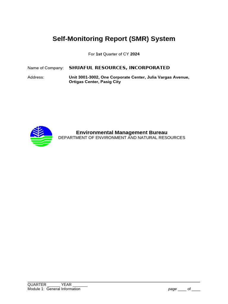 485733075-SMR-form-Self-Monitoring-Report | PDF | Waste | Waste Management