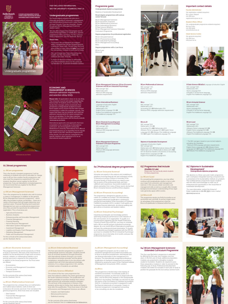Stellenbosch University Ems Faculty Brochure 2024.2025 Eng | PDF | Accountant