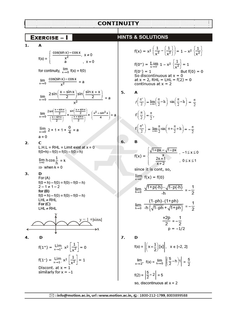 Continuity-Solution JEE @GB Sir | PDF | Mathematical Analysis | Mathematical Objects