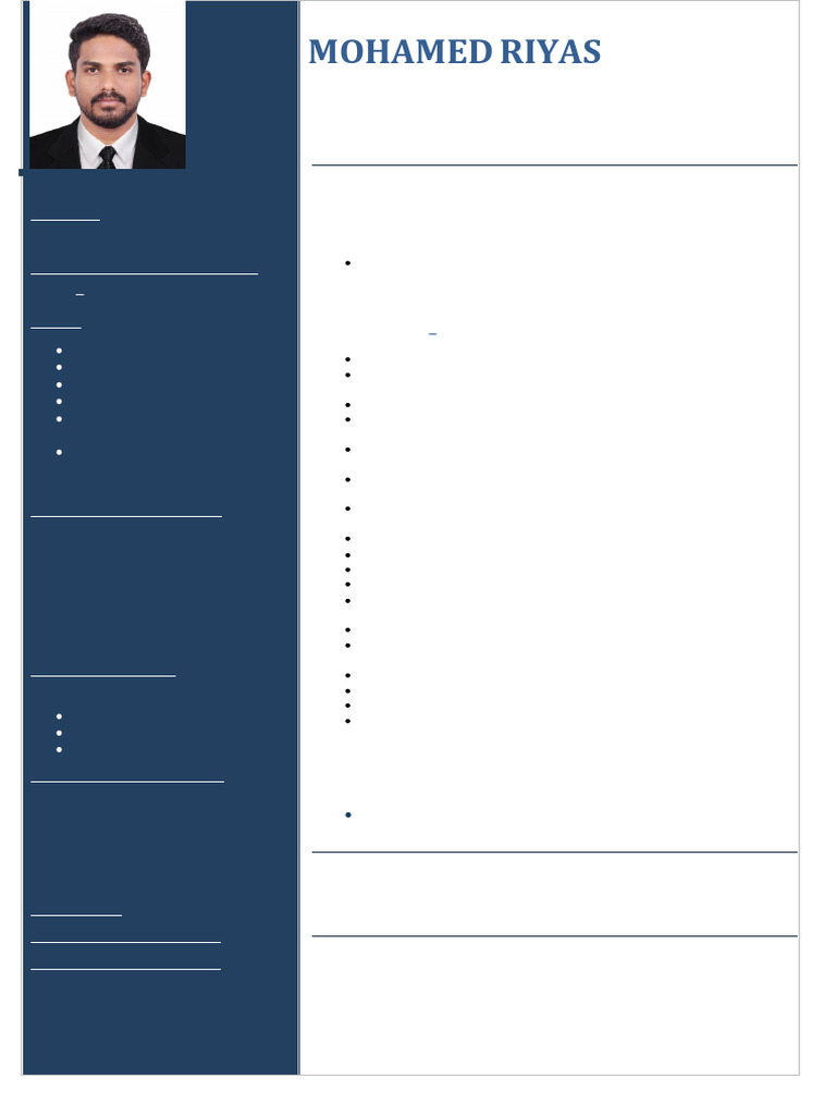 SI RIYAS RESUME cv 00 | PDF