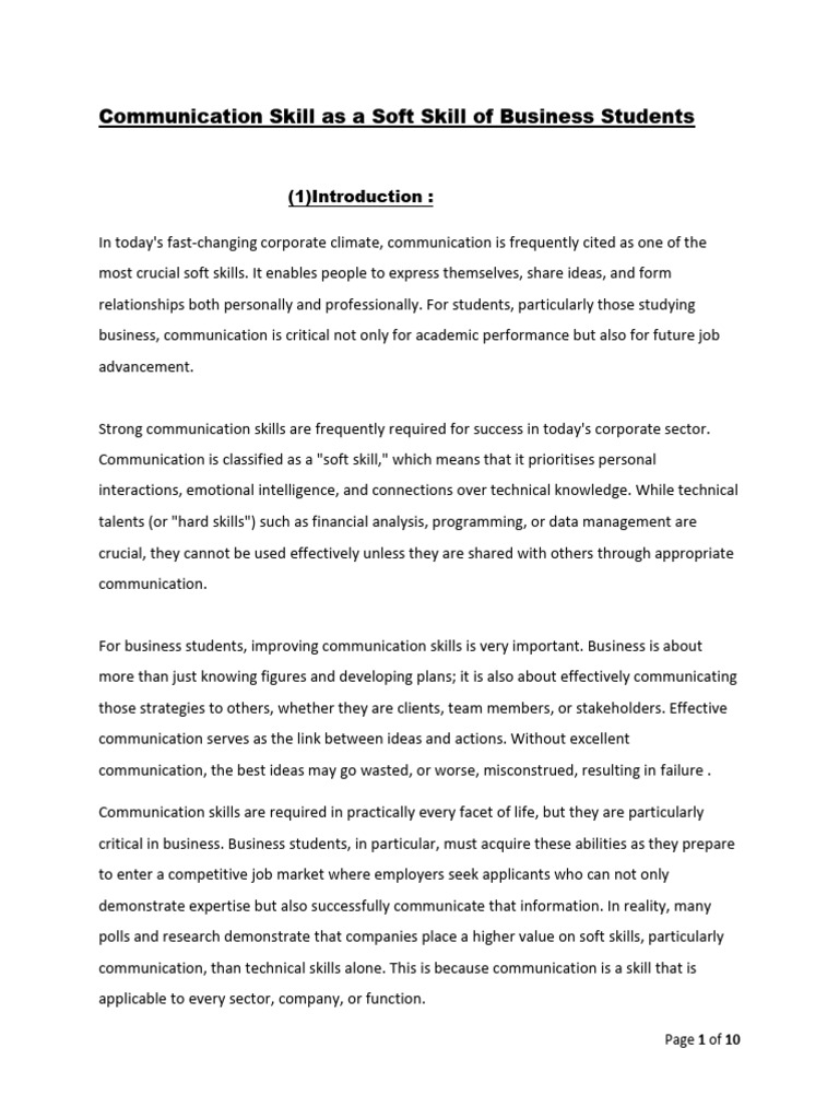 Importance of Communication Skills for Business Students | PDF ...