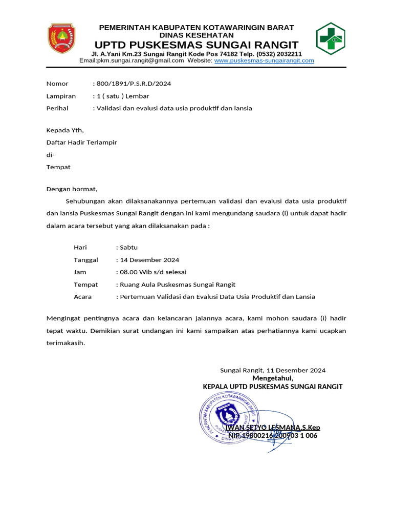 Undangan Evaluasi PTM Dan Lansia | PDF