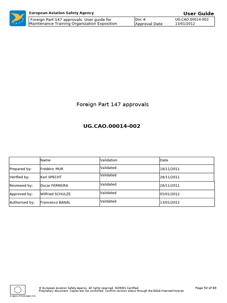 UG.cao.00014 Foreign Part 147 Approvals User Guide for MTOE | PDF ...