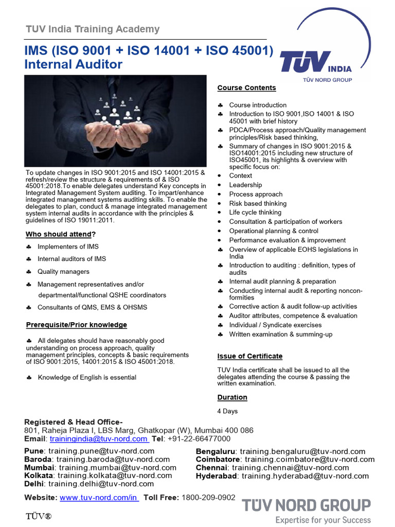 IMS_9001_14001_45001_Internal_Auditor | PDF | Iso 9000 | Internal Audit