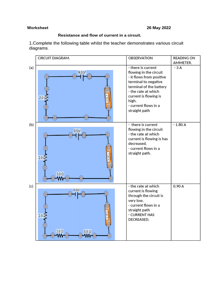 Worksheet sim | PDF | Resistor | Electrical Network