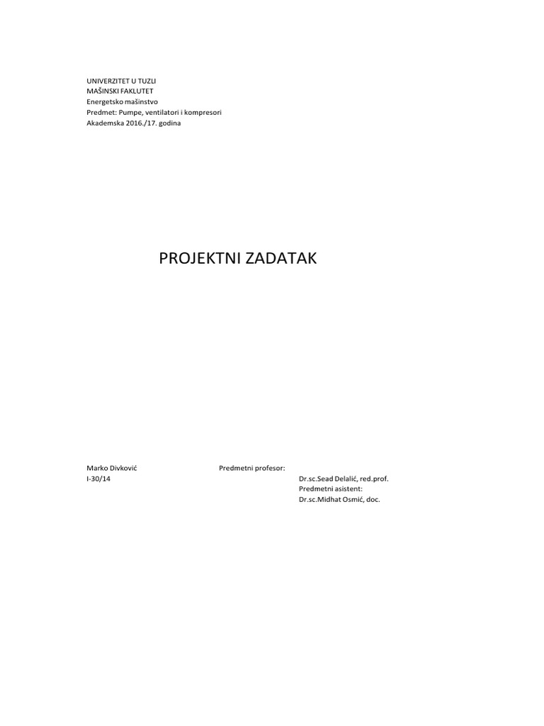 Projektni Zadatak Iz Pumpi Marko Divkovic | PDF