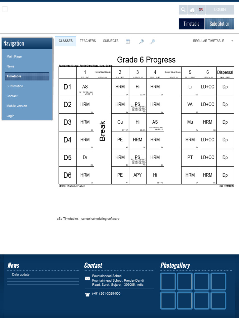 Fountainhead School Timetable 2025 | PDF