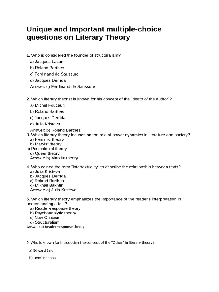 Unique and Important Multiple LC | PDF | Literary Theory | Jacques Derrida