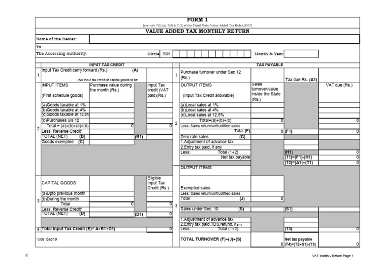 Form 1 | PDF | Value Added Tax | Business