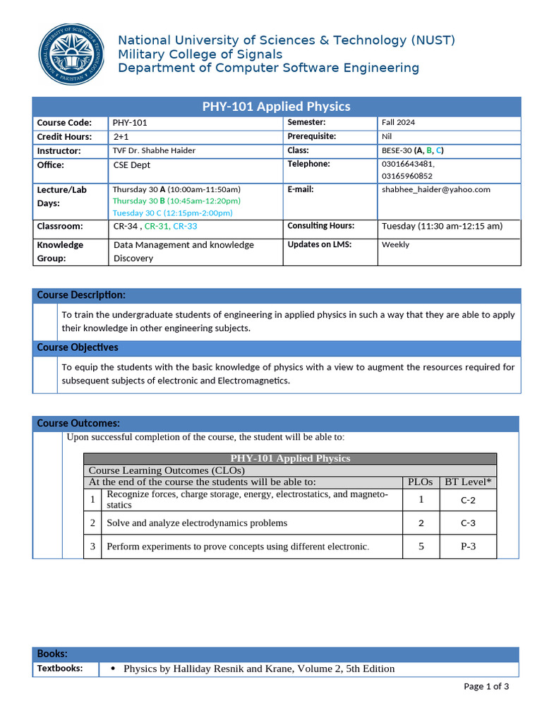 Applied Physics Course | PDF | Electric Field | Capacitor