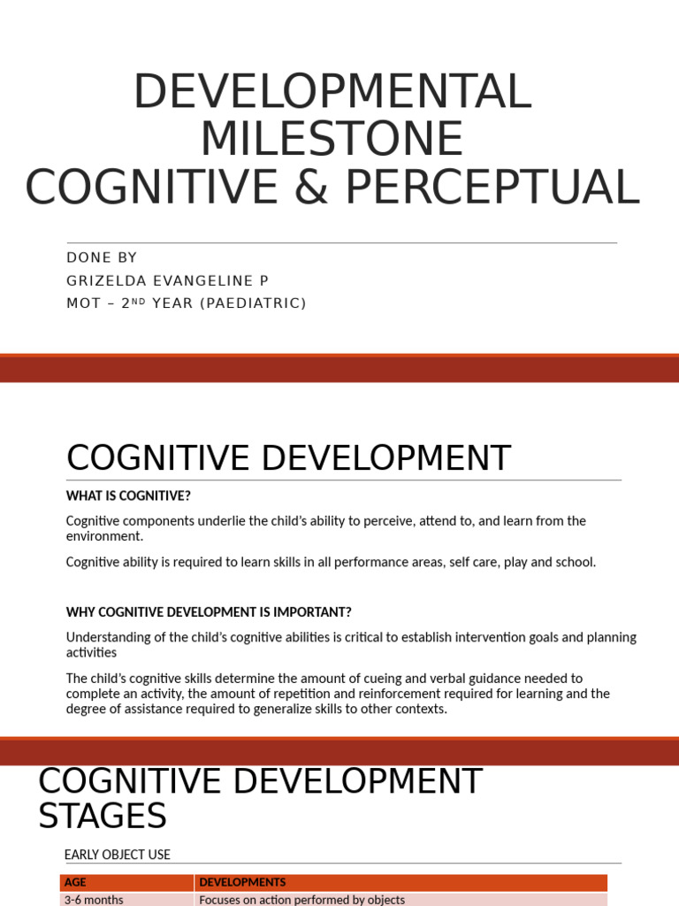 Cognitive and perceptual milestone | PDF | Child Development ...
